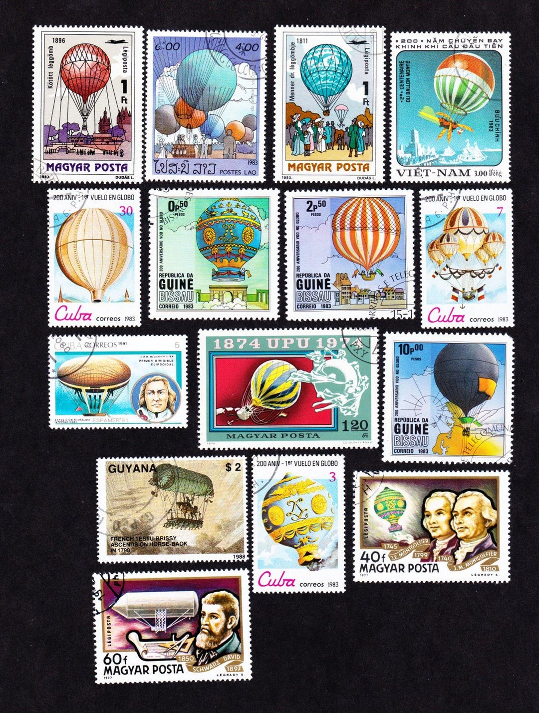 15 BALLOONS ZEPPELINS Hot Air Aviation Vintage Used World Postage ...