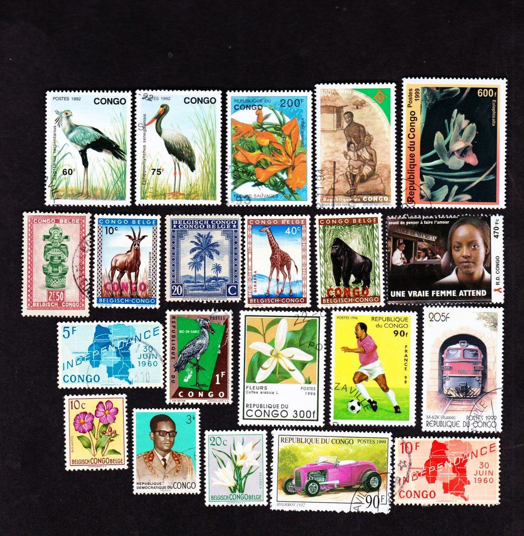 21 CONGO AFRICA Vintage Used Postage Stamps Collector Set Africa ...