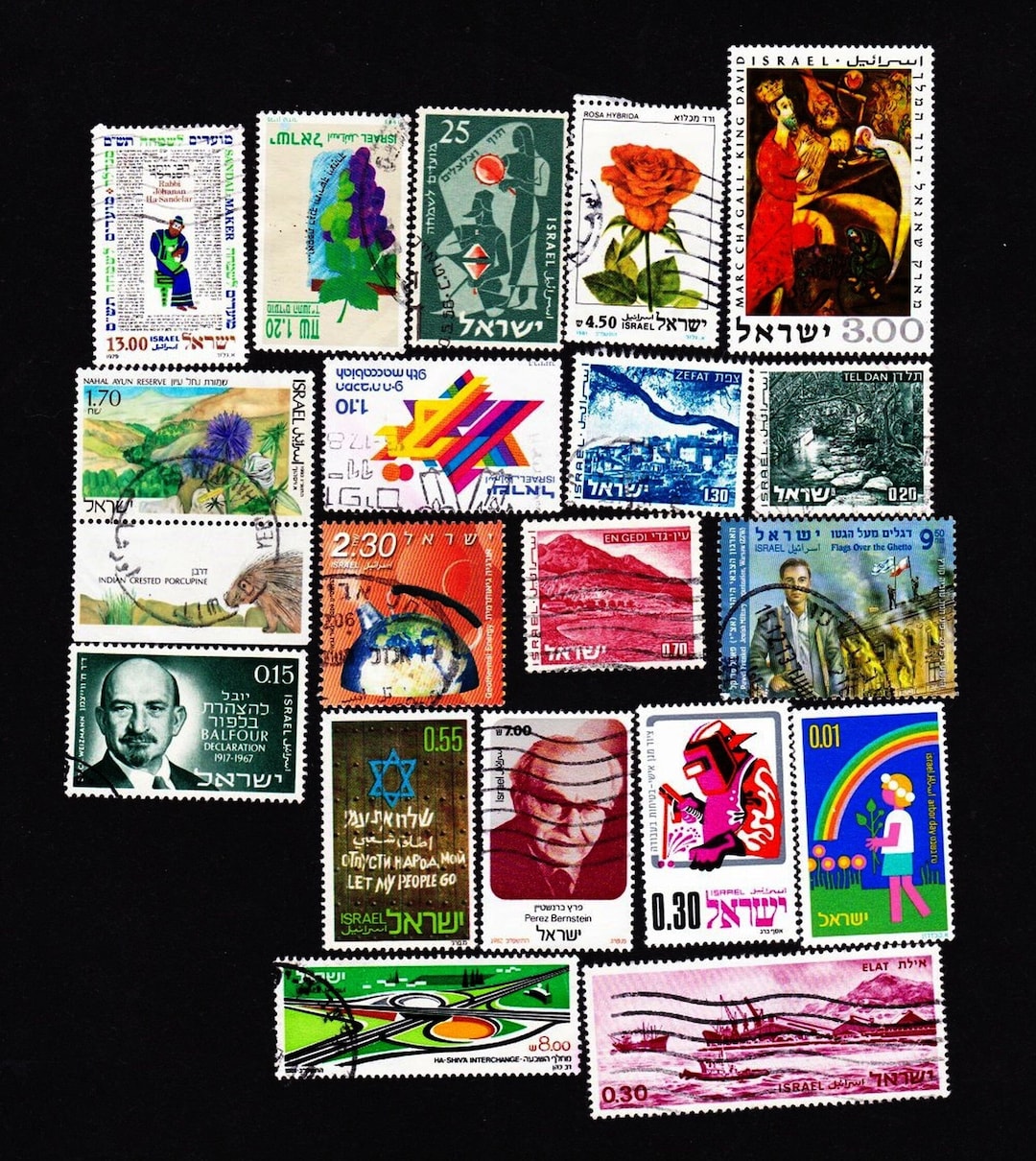 19 ISRAEL Postage Stamps Collector Set Stamp Art Crafts Journaling ...