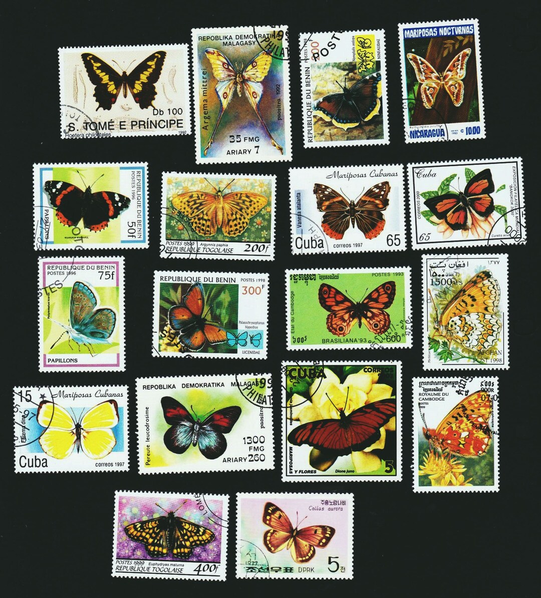 18 BUTTERFLIES and MOTHS Vintage Used Postage Stamps Collector - Etsy