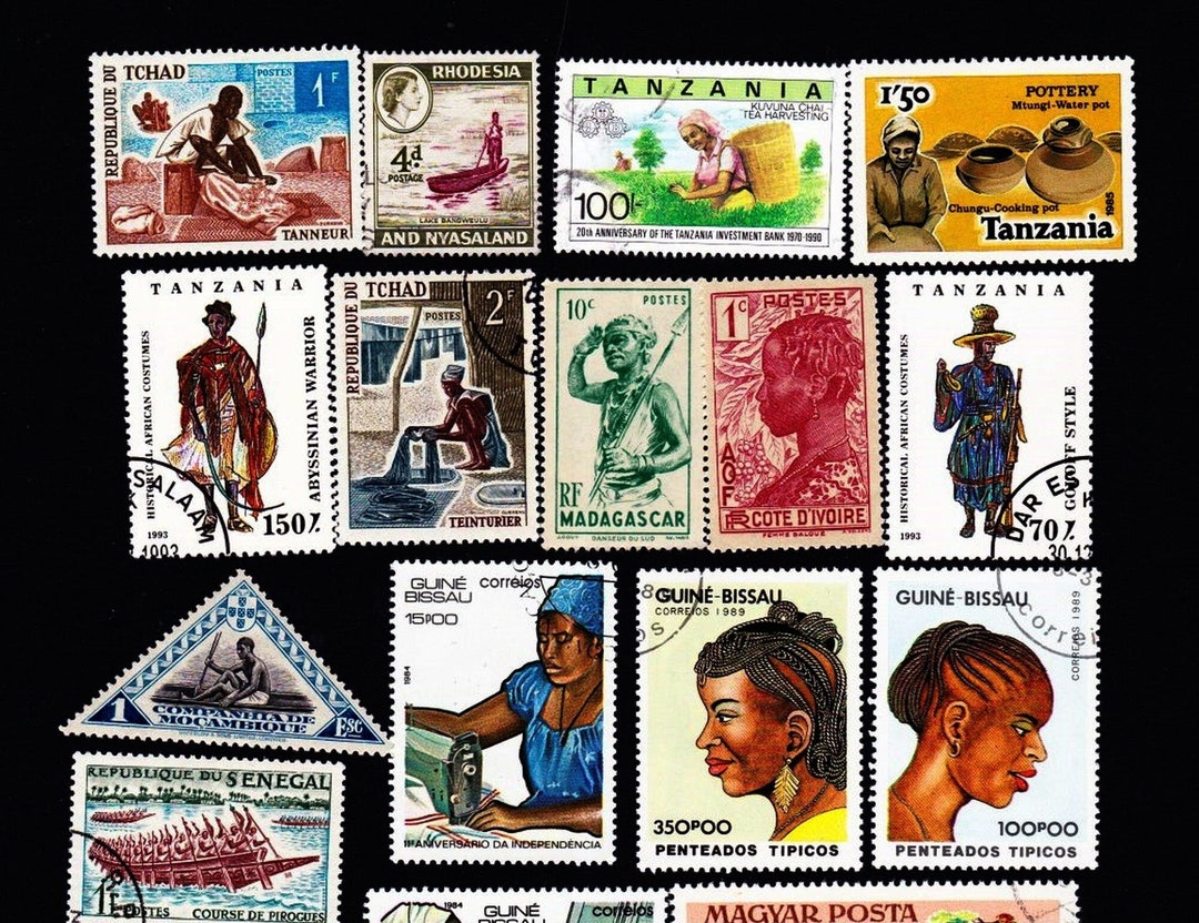 23 AFRICAN LIFE CULTURE and Fashion Vintage Used Postage Stamps ...