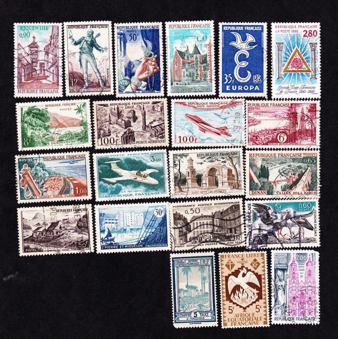 20 FRANCE FRENCH Vintage Used Postage Stamps Collector Set Stamp Art ...