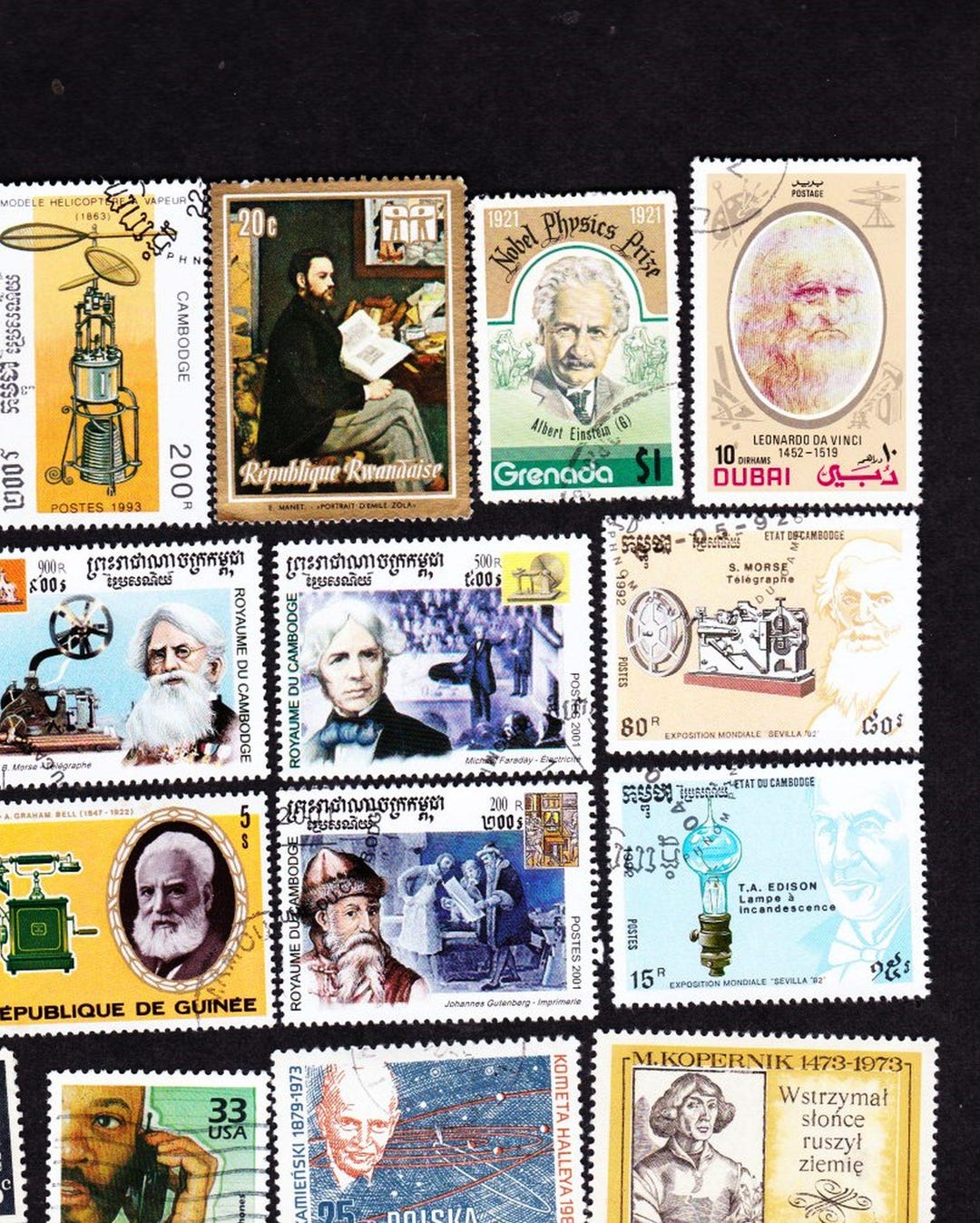 21 SCIENTISTS INVENTORS and INVENTIONS Vintage Cancelled Used World ...