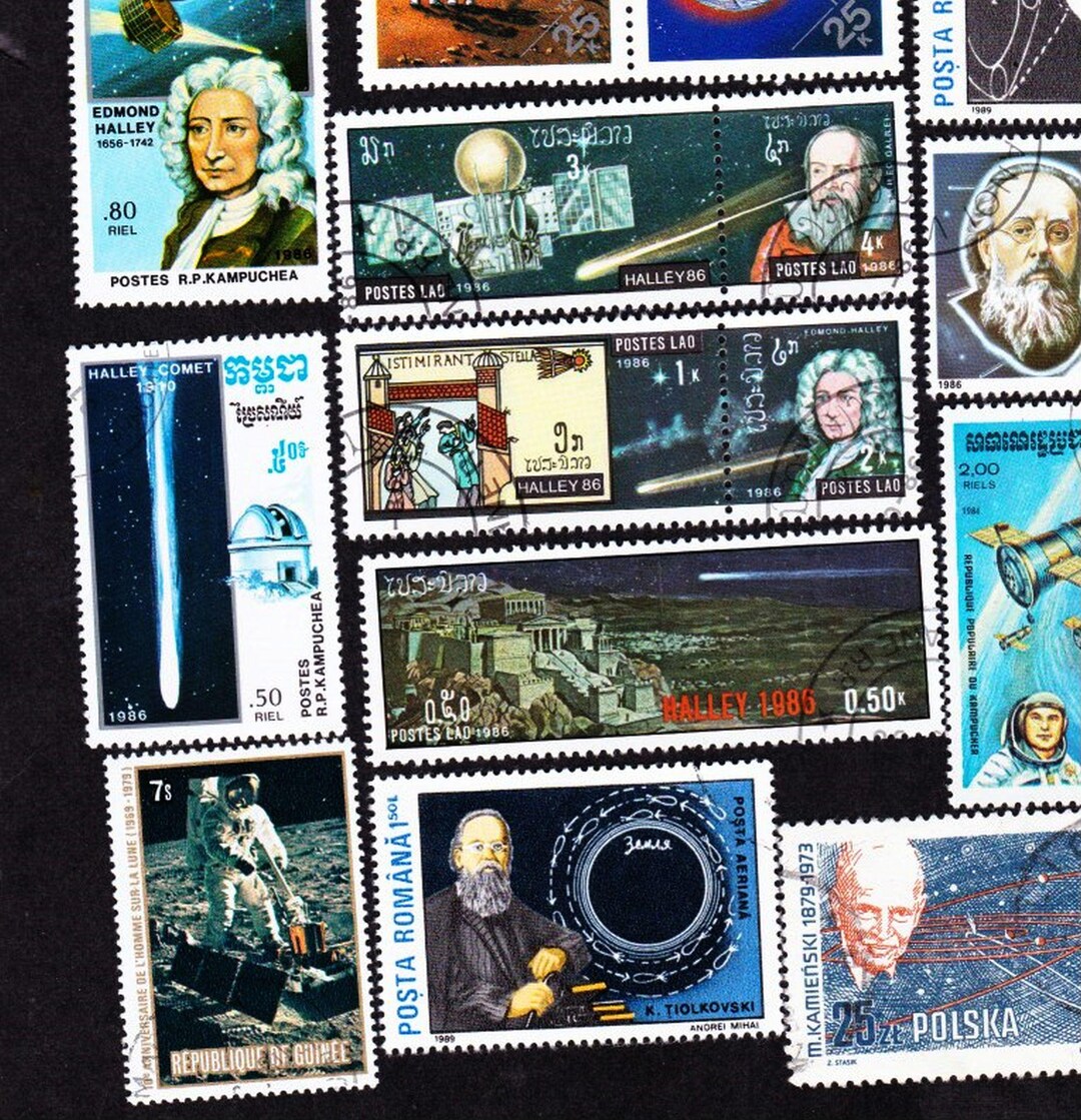 17 HALLEY'S COMET Space Science and Astronauts Vintage Cancelled World ...