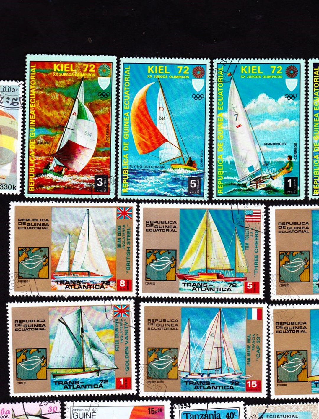 17 SAILBOATS Vintage Used Postage Stamps Collector Set Stamp Art ...