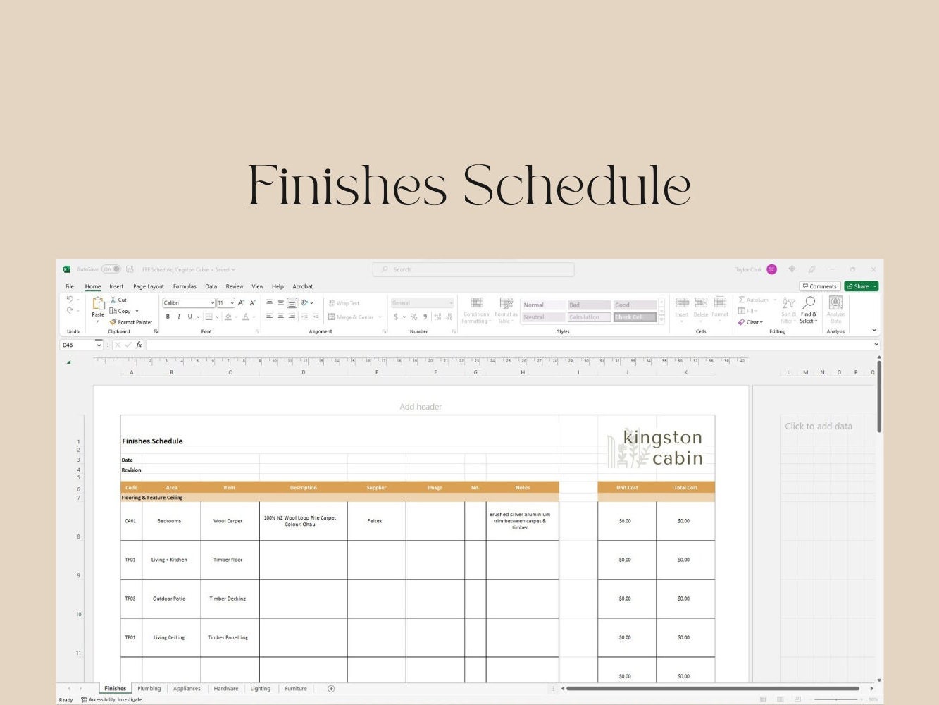 Interior Design Specification | Finishes Schedule | FF&E Schedule ...