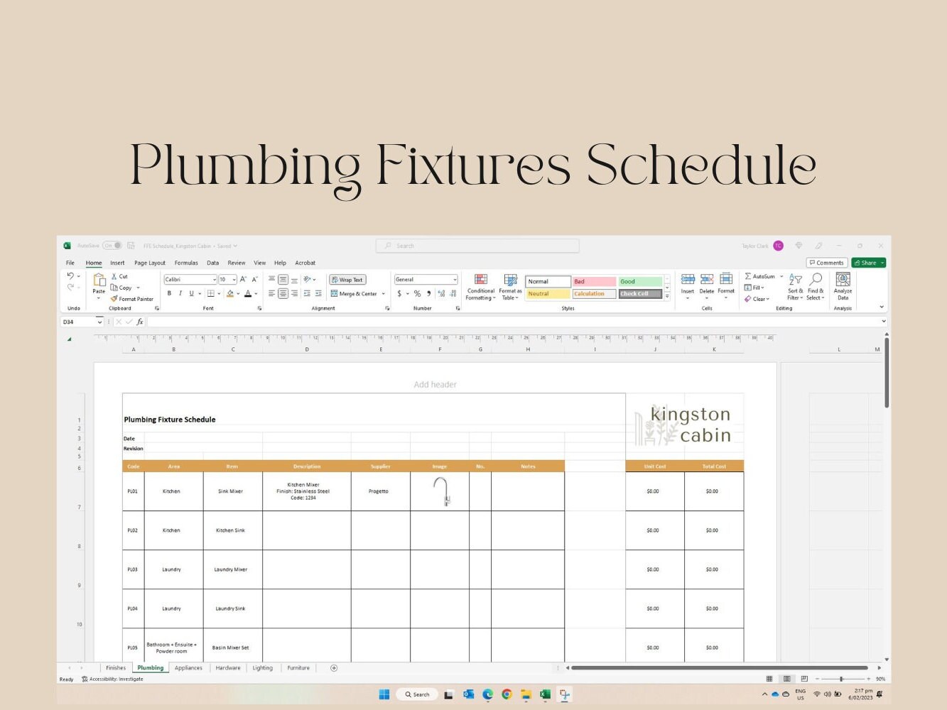 Interior Design Specification | Finishes Schedule | FF&E Schedule ...