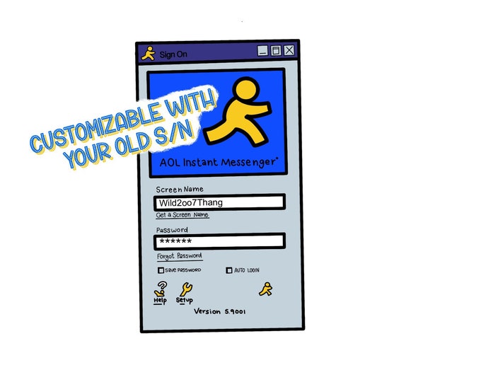 Customizable AIM Screen Name - Water Resistant Printed Vinyl Sticker ...