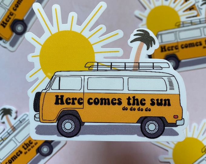 Here Comes the Sun Do Do Do Do VW Bus Vinyl Sticker Orange Bus ...