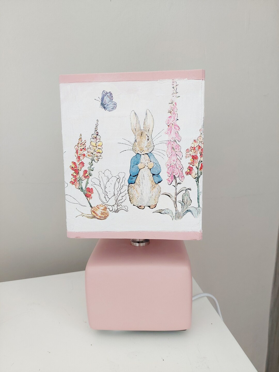 Peter Rabbit Lamp, Bedside Lamp, Decoupage Lamp, Children's Lamp, Peter ...