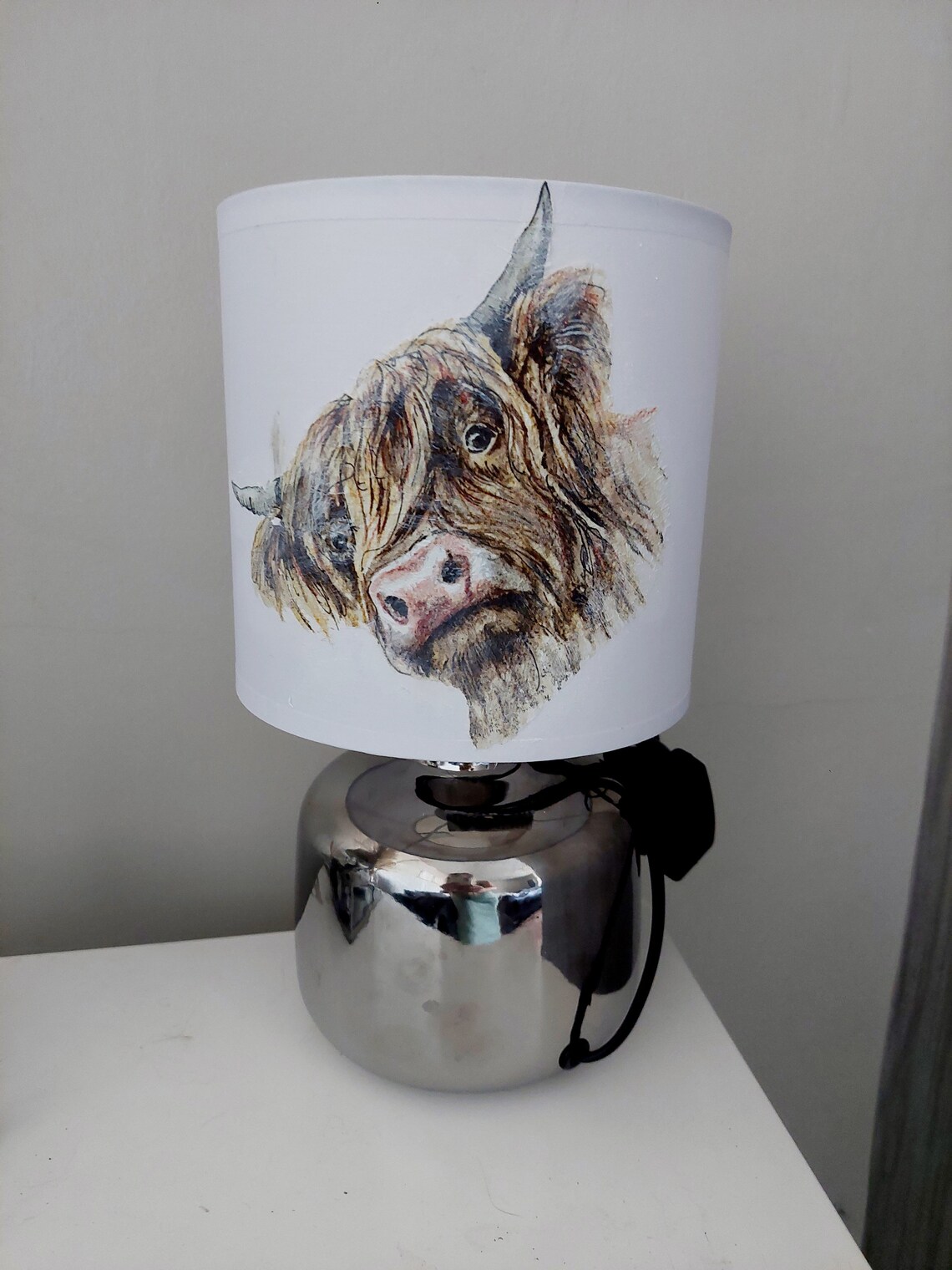 Decoupage Highland Cow Lamp, Highland Cow, Decouoage Lamp, Bedside Lamp ...