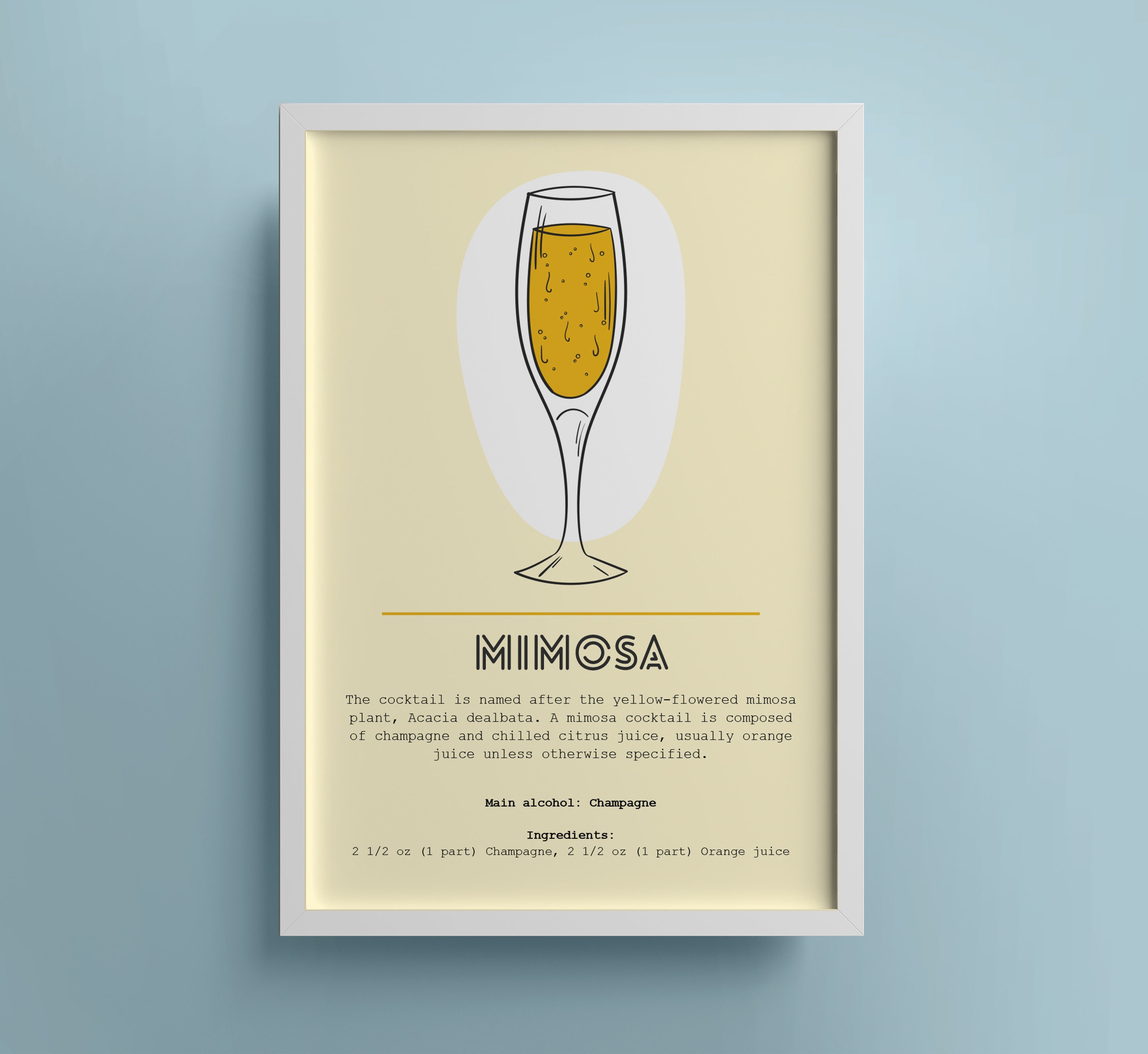 Mimosa FRAMED PRINT Cocktail Poster Food & Drink Wall | Etsy
