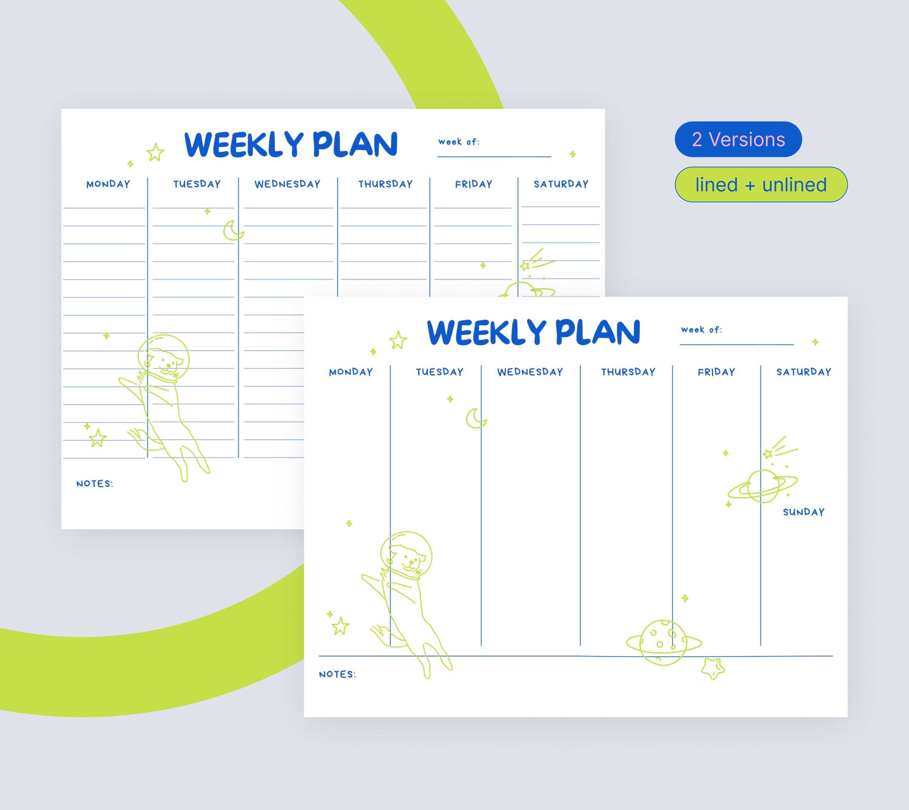 Kids Weekly Planner Printable, Homeschool Teen Schedule, Digital Weekly ...