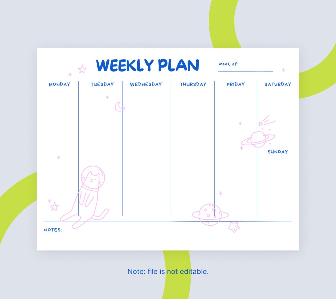 Kids Weekly Planner Printable, Homeschool Teen Schedule, Digital Weekly ...
