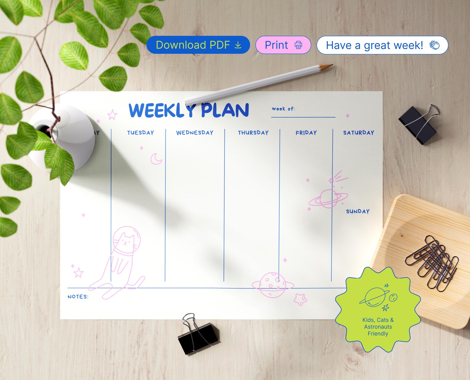 Kids Weekly Planner Printable, Homeschool Teen Schedule, Digital Weekly ...