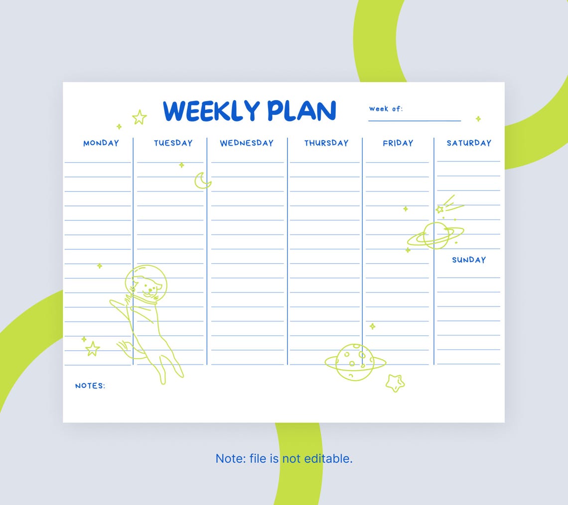 Kids Weekly Planner Printable, Homeschool Teen Schedule, Digital Weekly ...