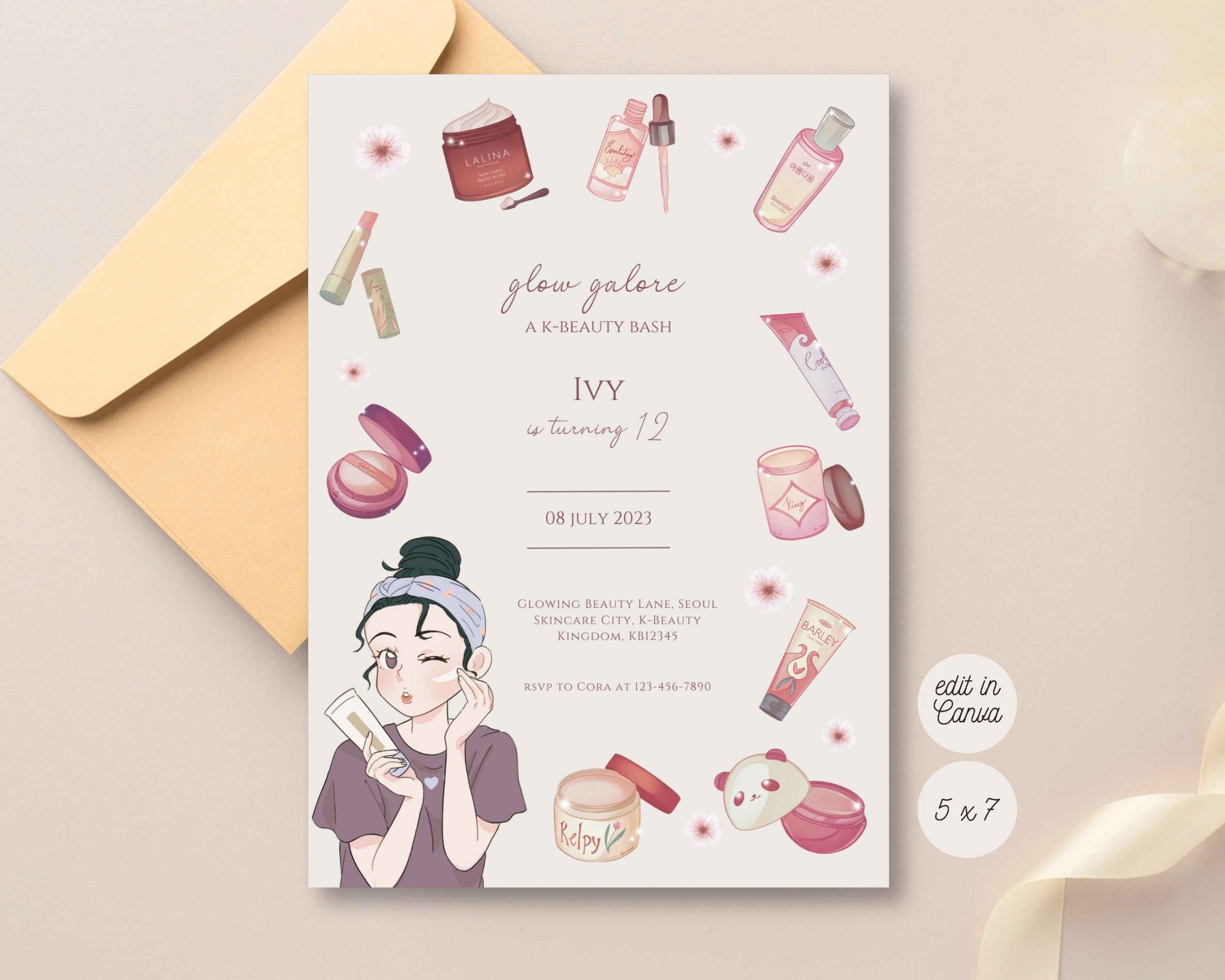 Editable Korean Skincare Beauty Spa & Makeover Birthday Party ...