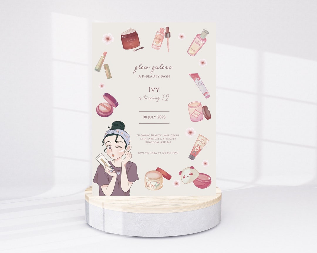 Editable Korean Skincare Beauty Spa & Makeover Birthday Party ...