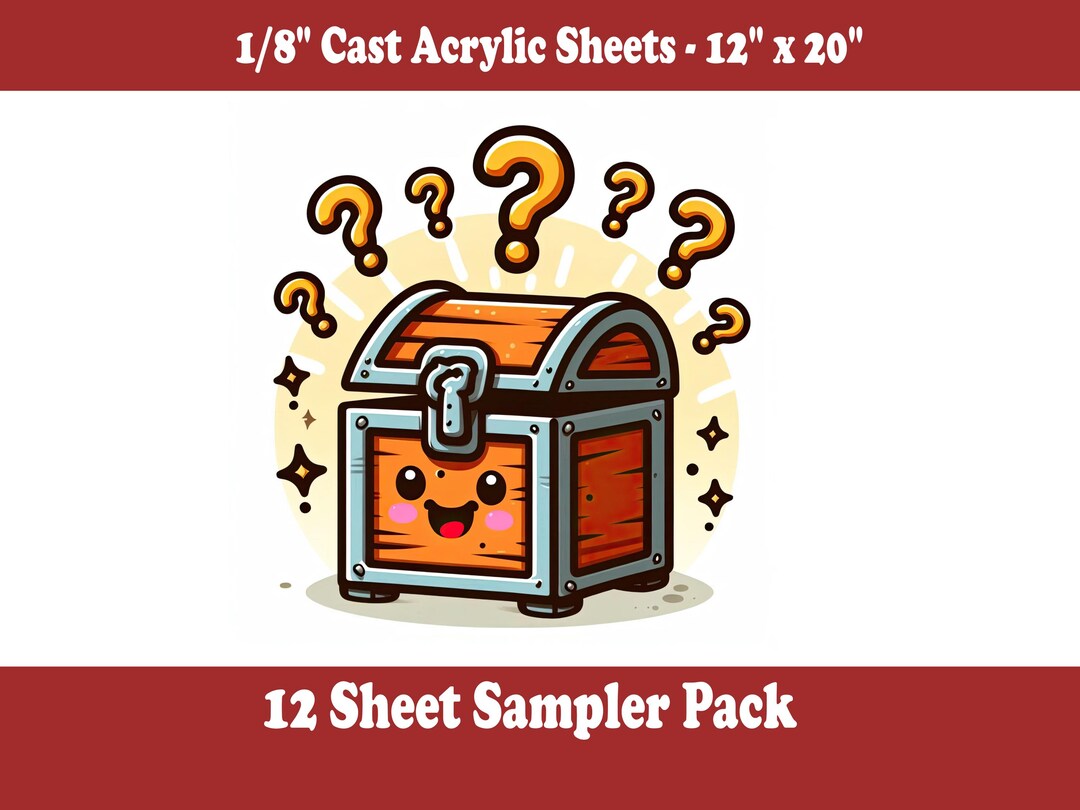 Sampler Pack of 12 Different Acrylic Sheets (1/8") - CO2 Laserable ...