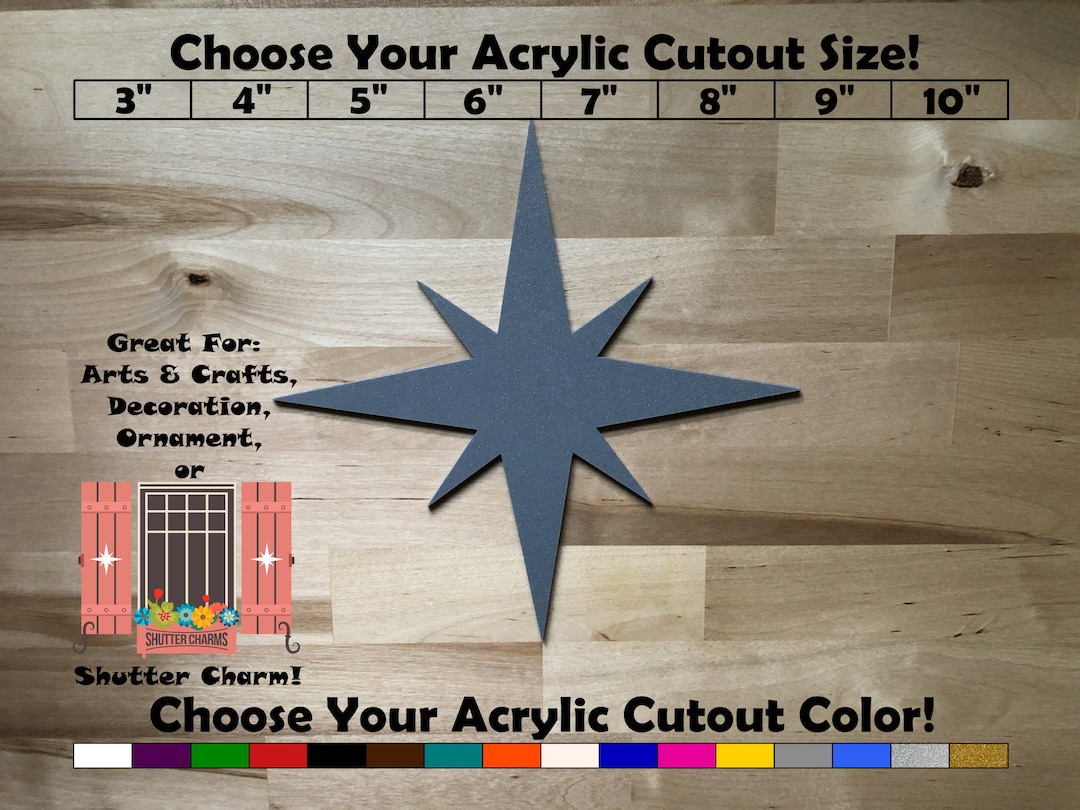 North Star Shape - Acrylic Cutout - Blanks - Indoor or Outdoor - Color ...