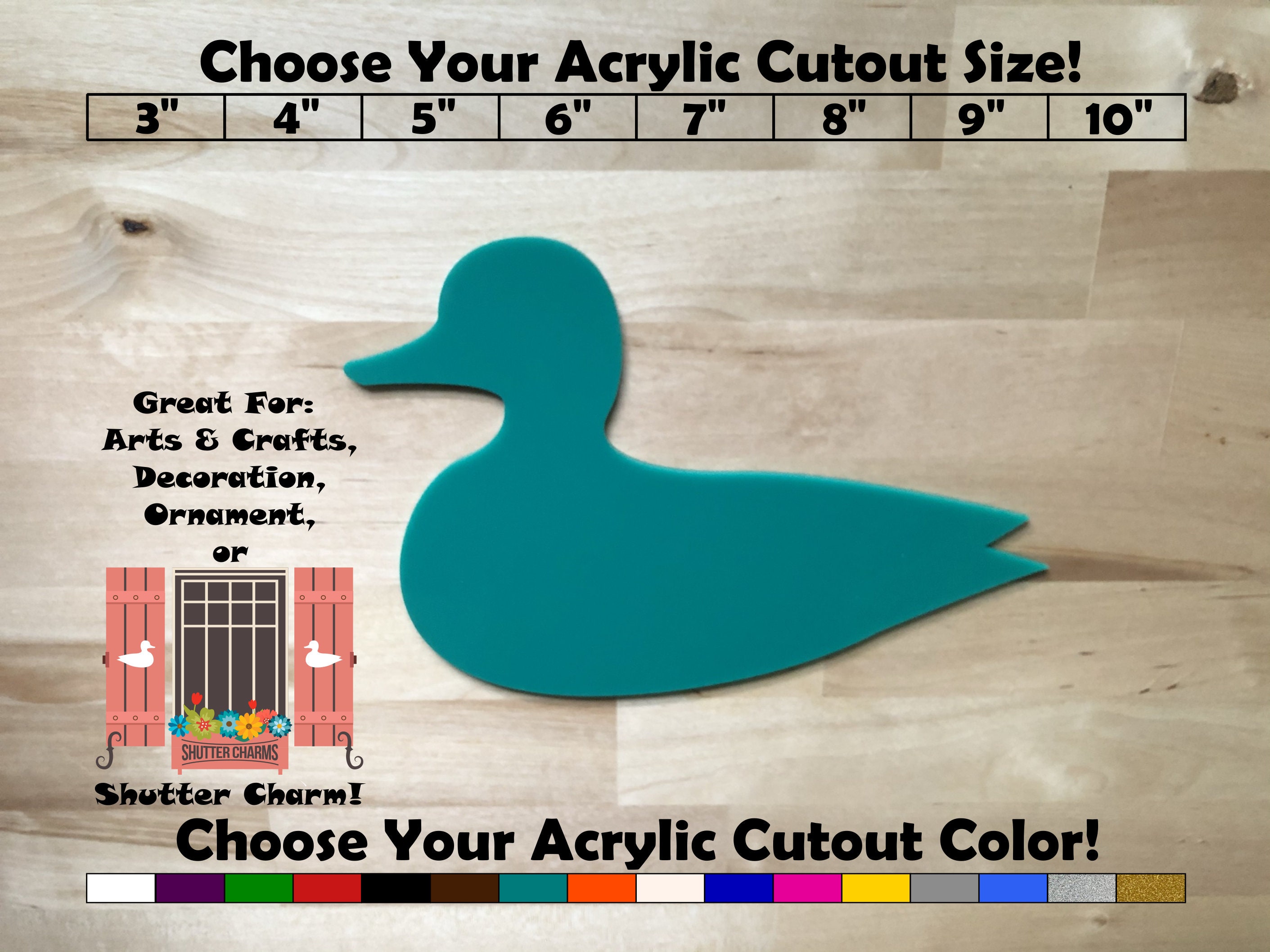 Duck Shape - Acrylic Cutout - Blanks - Indoor or Outdoor - Color Front ...