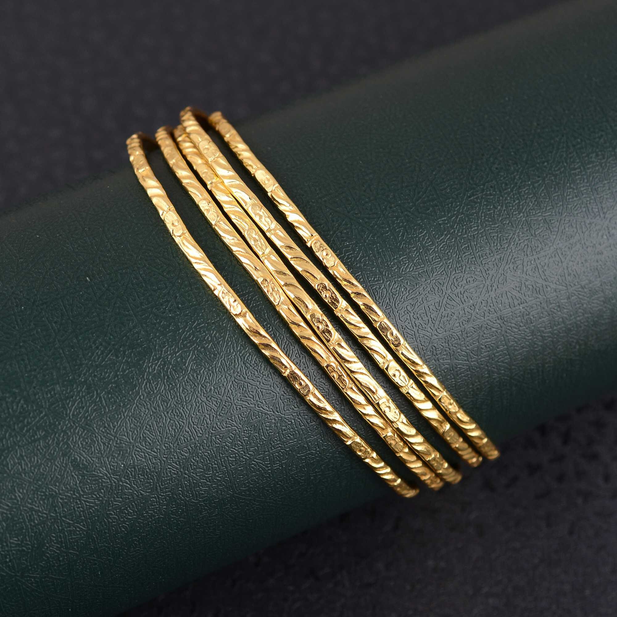 Set of 6 Indian Gold Bangle, Gold Filled Bangle, Gold Bracelet, Bangle ...