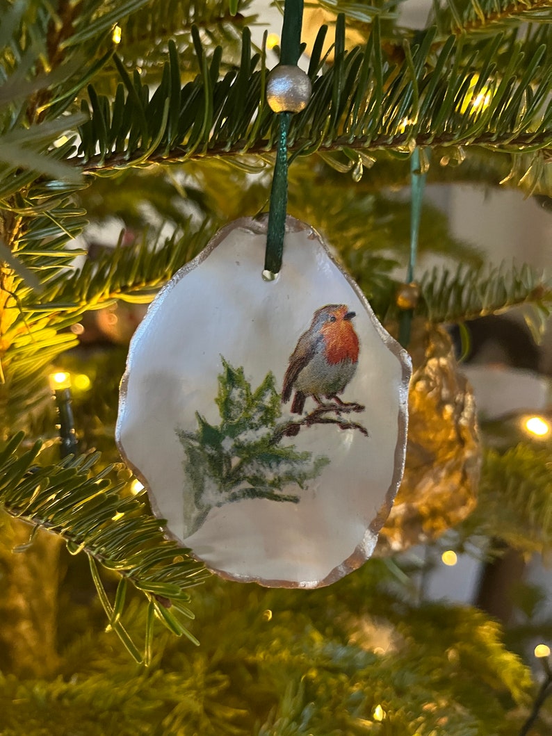 Robin Oyster Shell Christmas Ornaments, Gift Box Set - Etsy