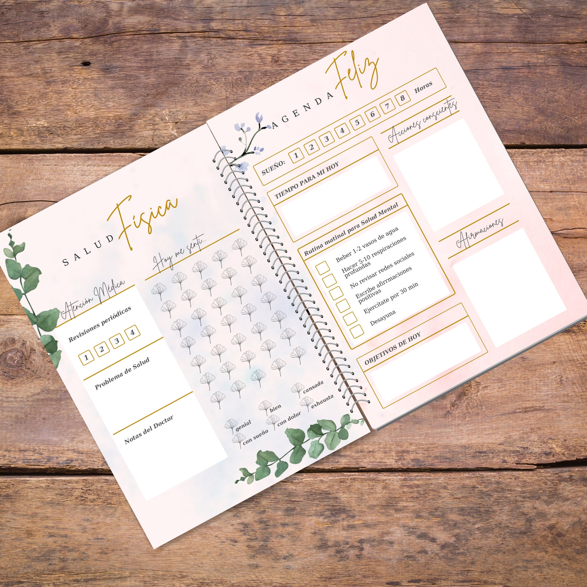 Diario de Bienestar, digital descargable e imprimible, rastreador de ...