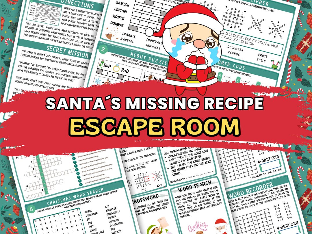 Printable Escape Room for Kids, Christmas Party Games, Holiday Puzzles ...