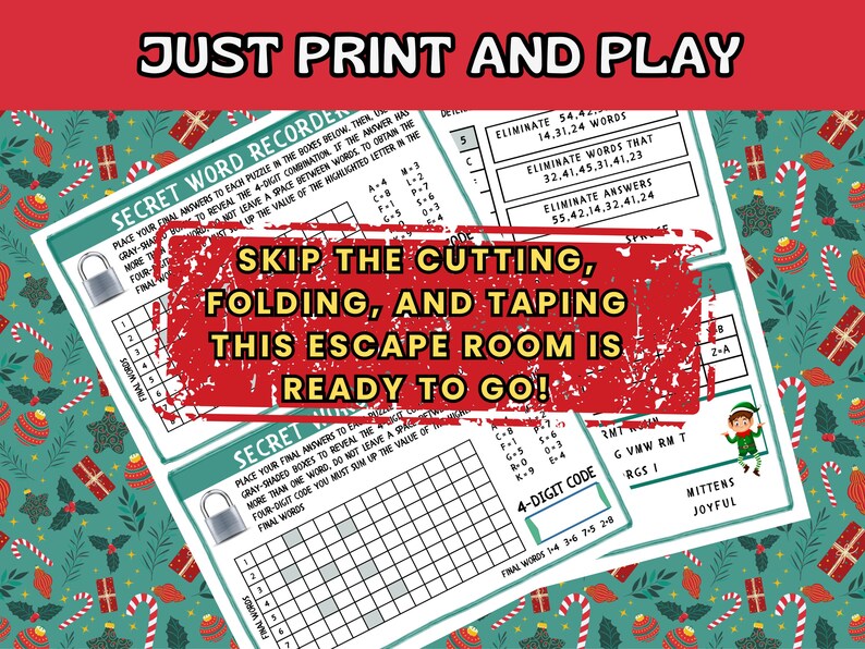 Printable Escape Room for Kids, Christmas Party Games, Holiday Puzzles ...