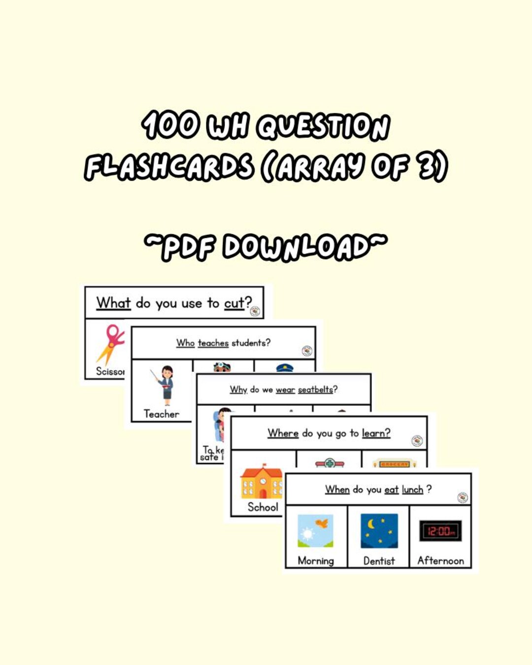 100 WH Question Flashcards (digital PDF) - Etsy