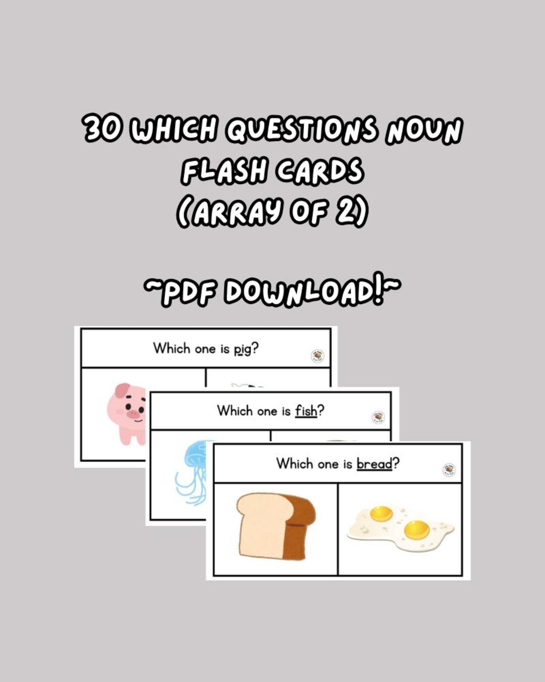 Which One? Noun Flash Cards PDF Download for Slp/ot/aba Therapy/early ...