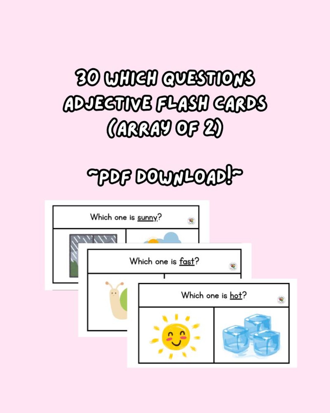 Which One? Adjective Flash Cards PDF Download for Slp/ot/aba Therapy - Etsy