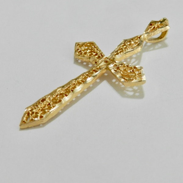 14k Gold Cross Pendant With Diamonds - Etsy