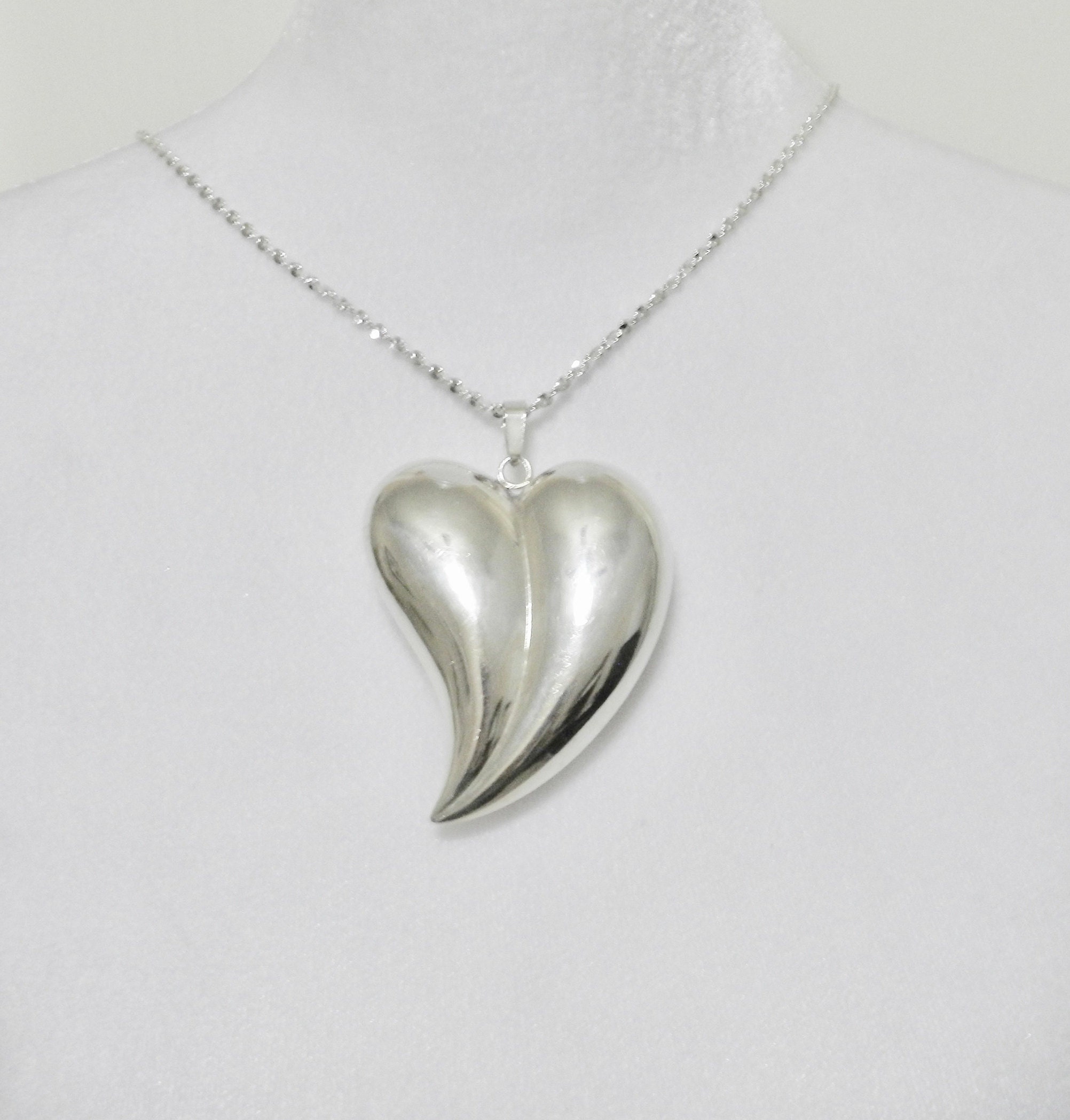 Silver Stylized Puffy Heart 3 Inch Large Pendant Taxco - Etsy