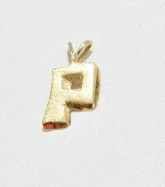 14k Initial P Letter Solid Gold Block Letter - Gem
