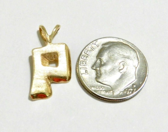 14k Initial P Letter Solid Gold Block Letter - Gem