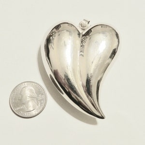 Silver Stylized Puffy Heart 3 Inch Large Pendant Taxco - Etsy