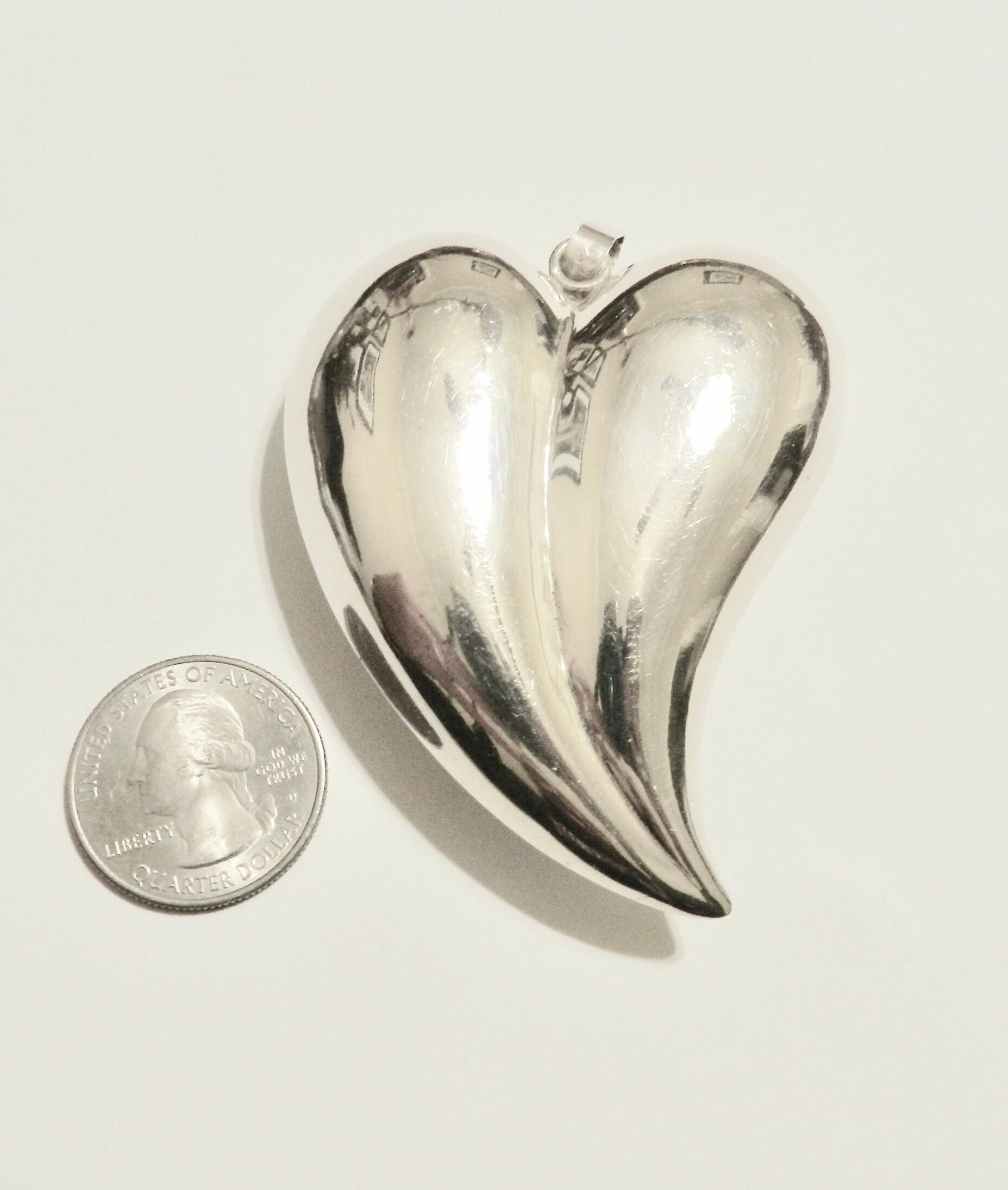 Silver Stylized Puffy Heart 3 Inch Large Pendant Taxco - Etsy