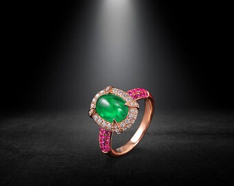 Ruby Emerald Engagement Ring - Etsy