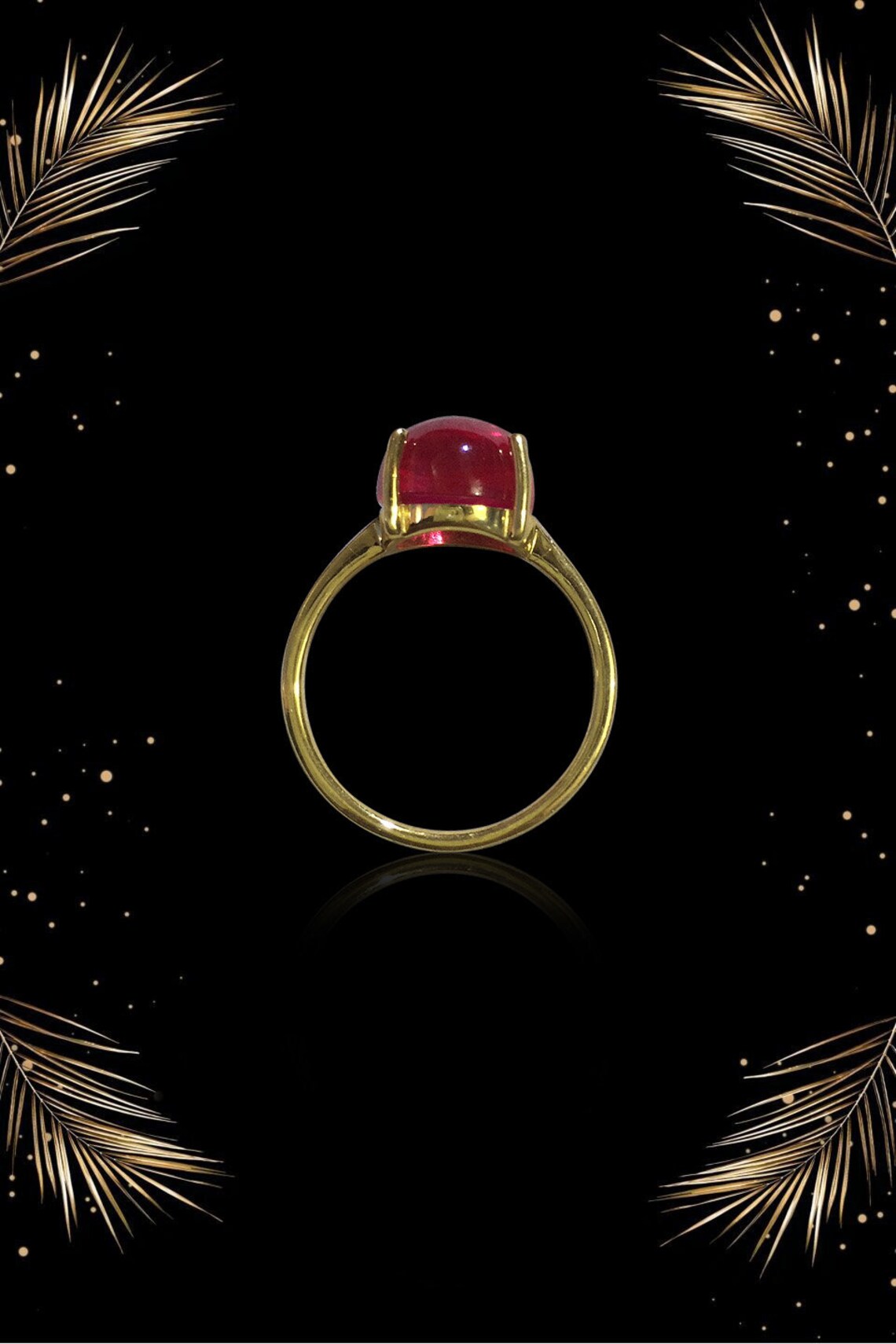 Bangkok Ruby Cabochon Classic 14kt Gold Plated Ring / Cocktail - Etsy