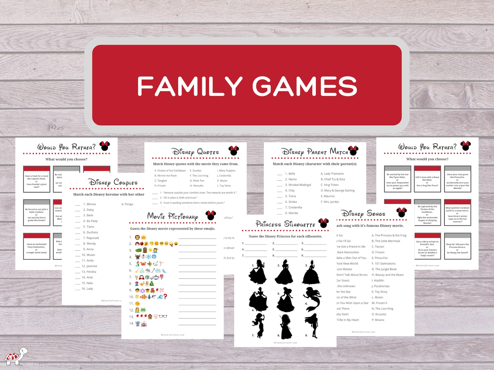 Printable Disney Games - Activity Pack for Family Road Trip, Flying, or ...
