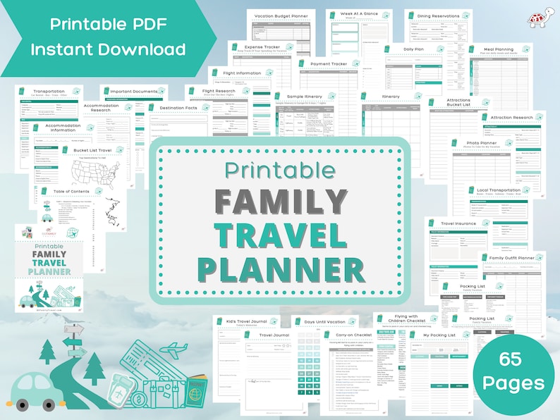 Printable Family Travel Planner: Vacation Planning Guide (65 Pages ...