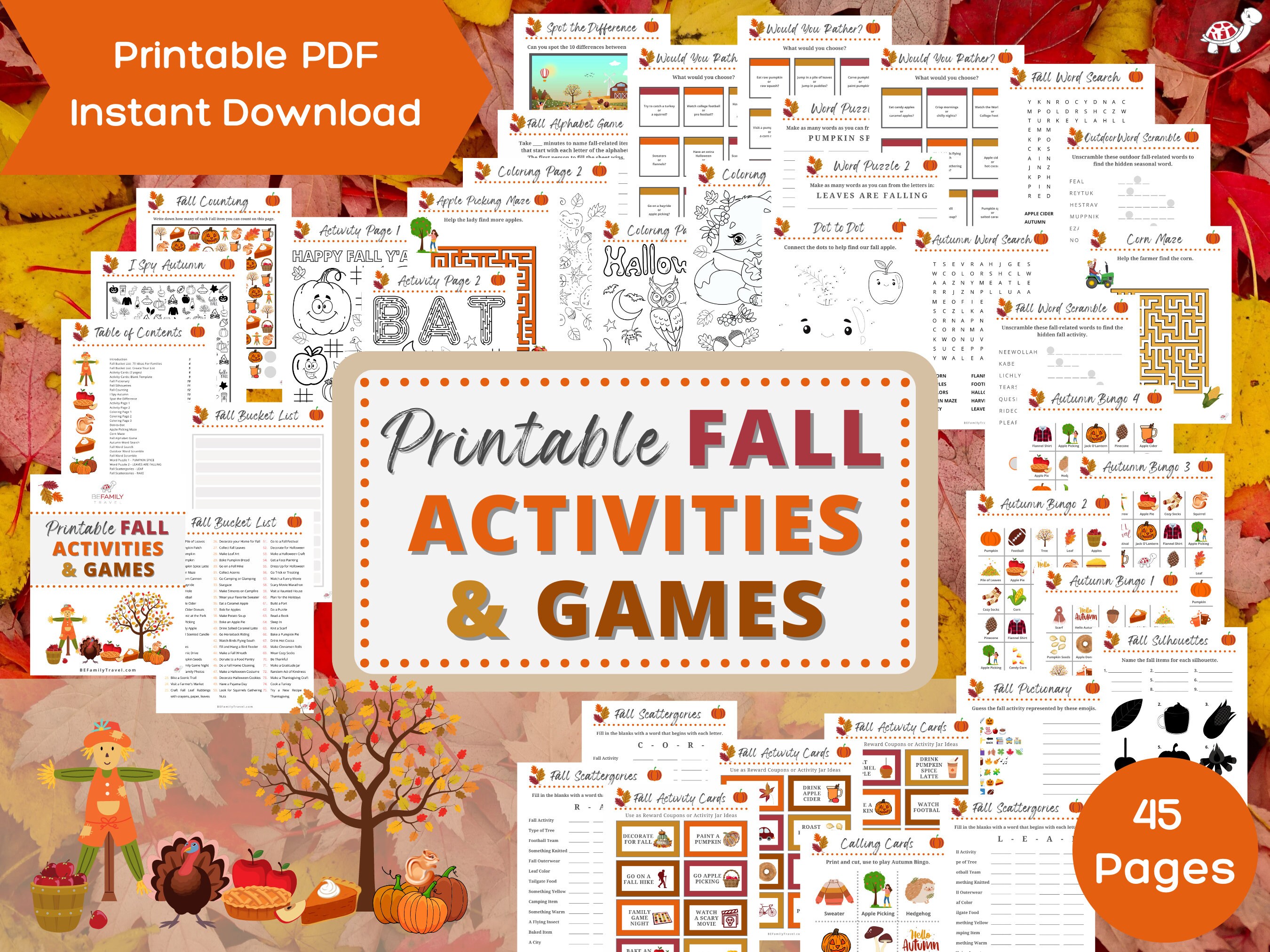 Printable Fall Activities and Games for Kids 45 Pages - Etsy