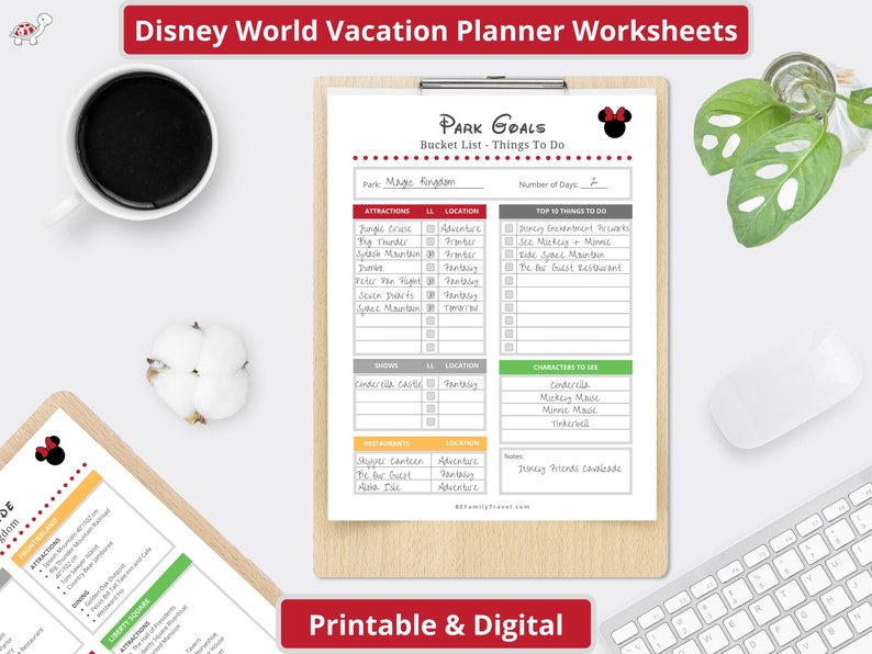 Disney World Planning Guide With Printable Worksheets - Disney Vacation ...