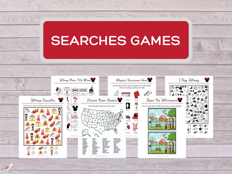 Printable Disney Games - Activity Pack for Family Road Trip, Flying, or ...