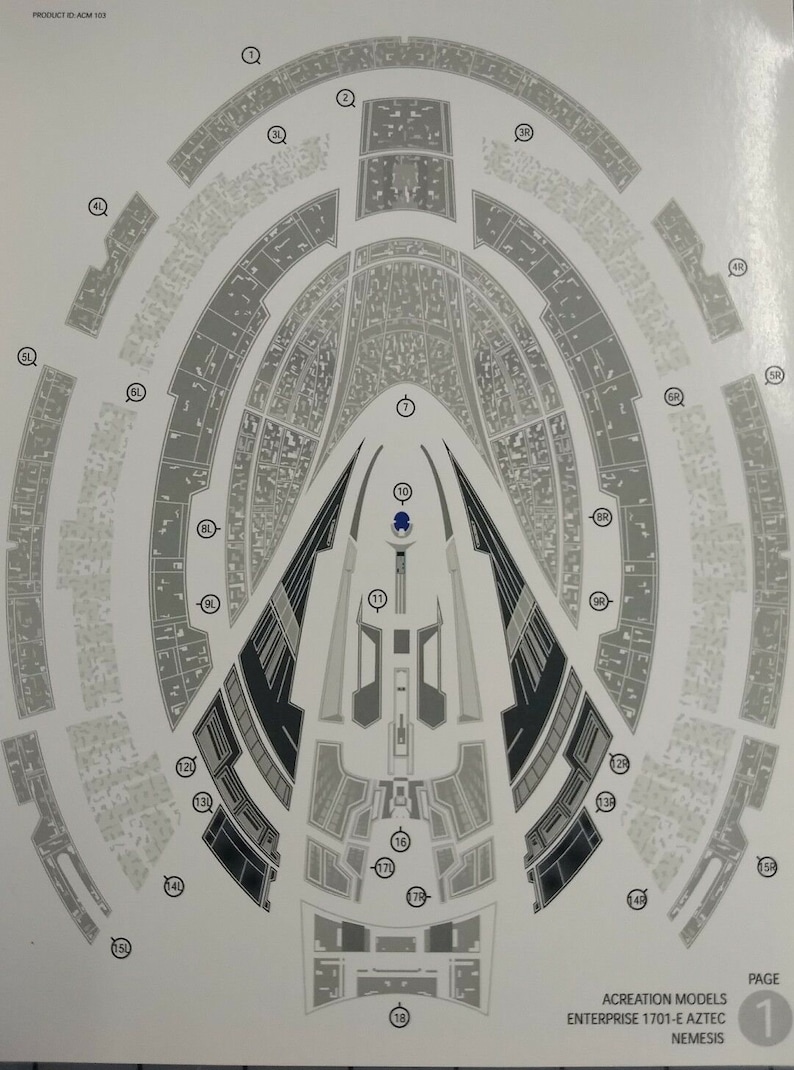 1/1400 Acreation Aztec Decals for AMT Enterprise E Model Kit Star Trek ...