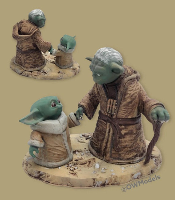 3D Printed Resin Star Wars Inspired Grogu and Yoda Vignette | Etsy