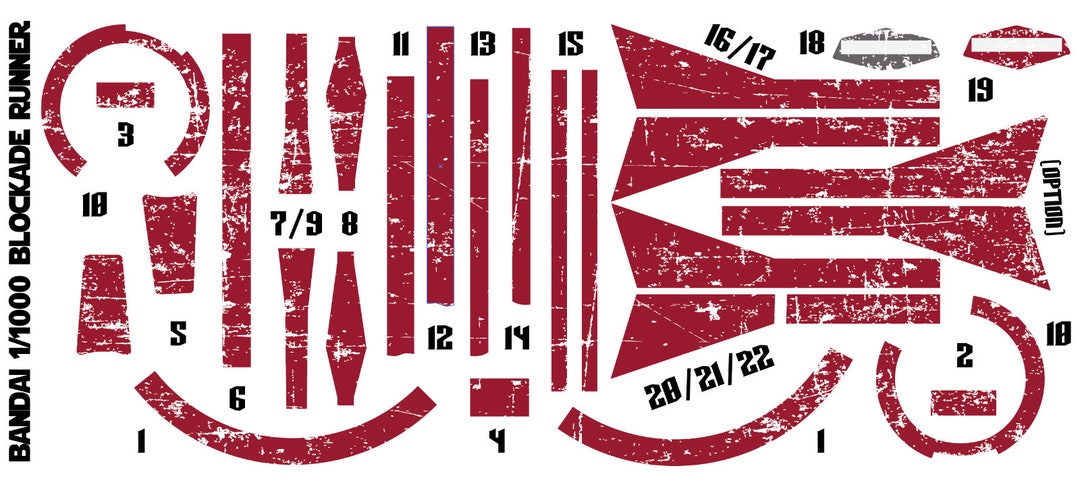 Star Wars Decals Bandai 1/1000 Blockade Runner - Red Vehicle Model 014 ...