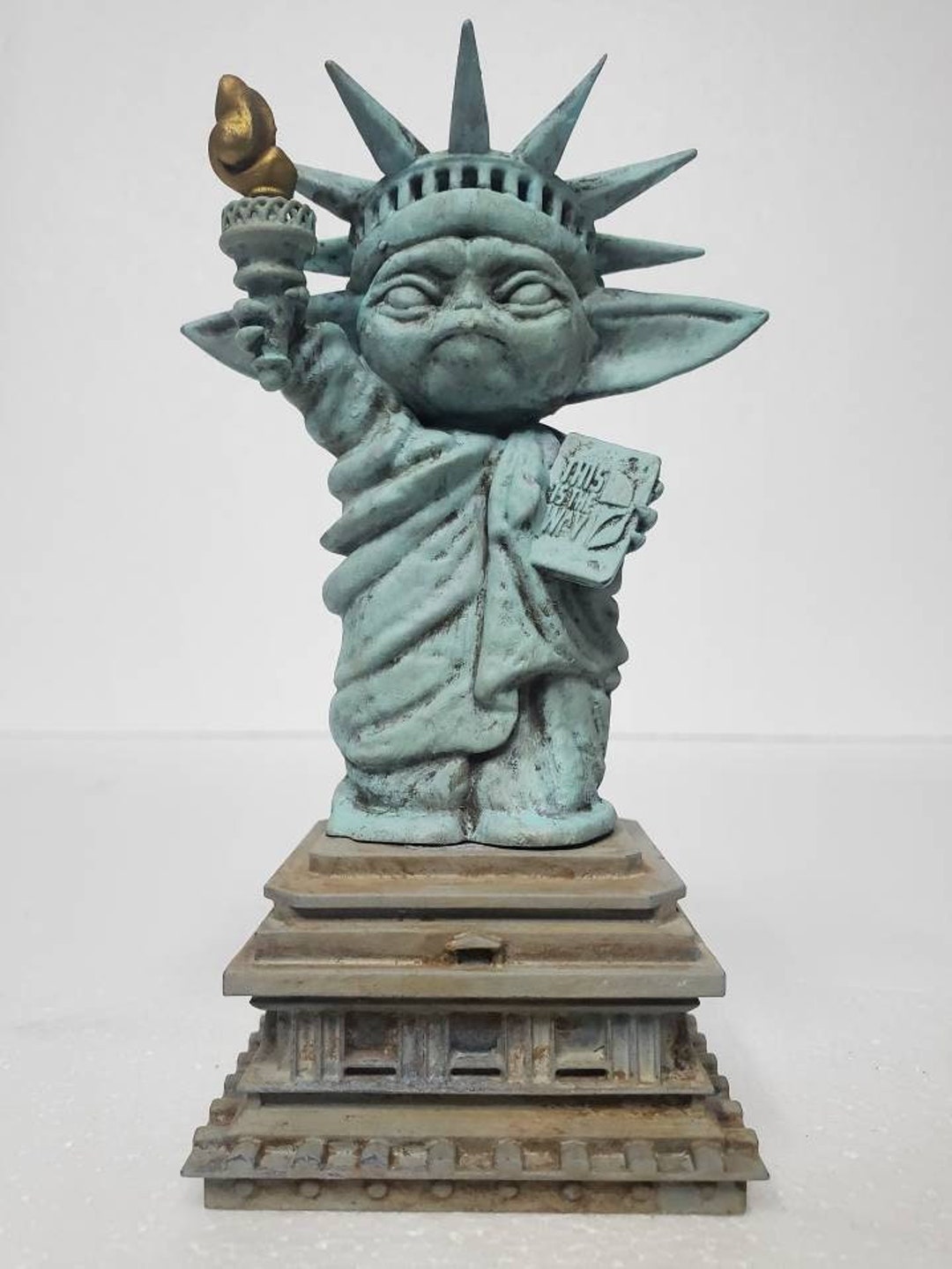Hand Painted Mandolorian Inspired Grogu Liberty Statue 3D Printed ...